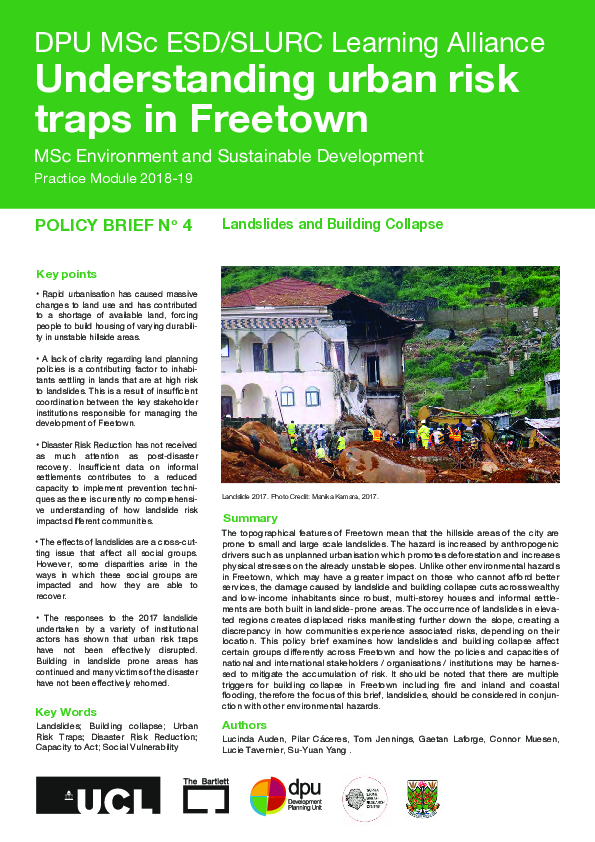 (PDF) DPU MSc ESD / SLURC Learning Alliance Understanding urban risk ...