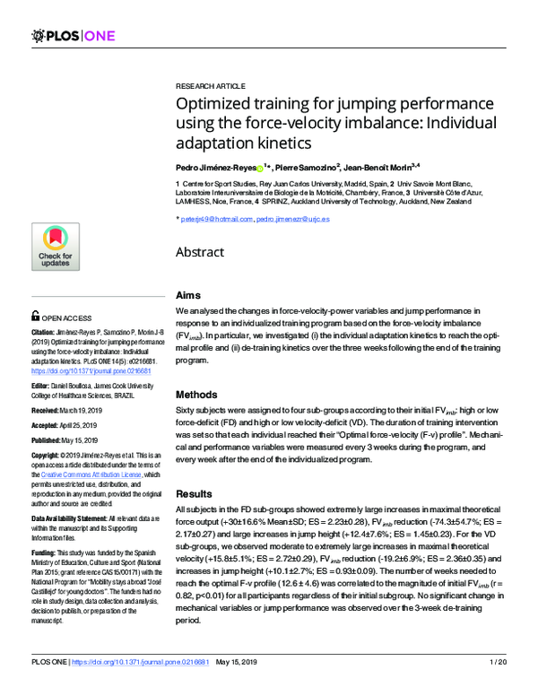 (PDF) Optimized training for jumping performance using the force-velocity imbalance: Individual ...