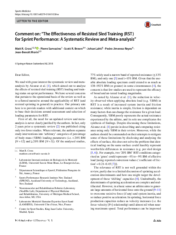 (PDF) Comment on: “The Effectiveness of Resisted Sled Training (RST ...