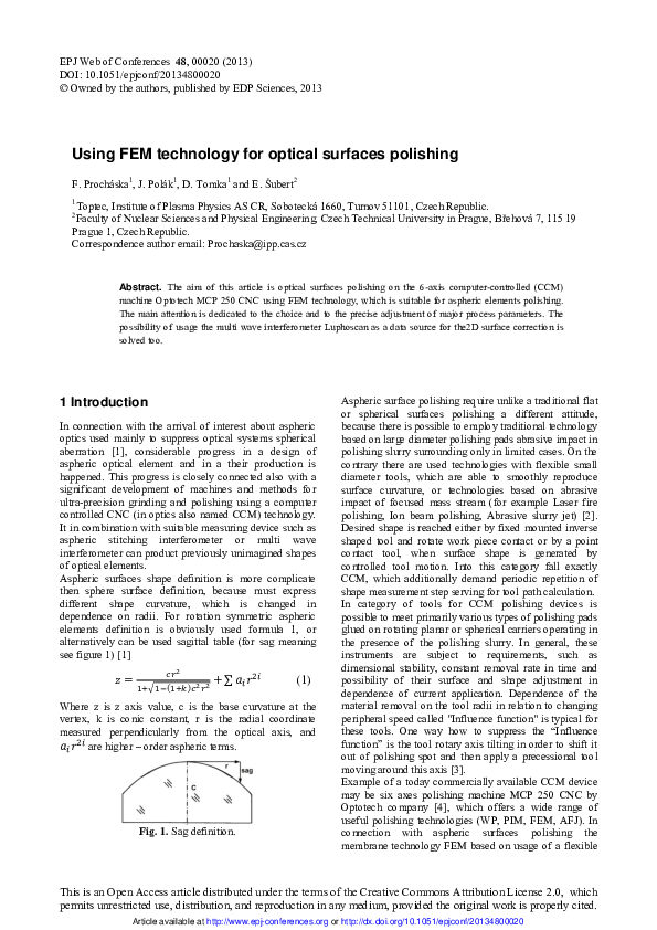 (PDF) Using FEM technology for optical surfaces polishing