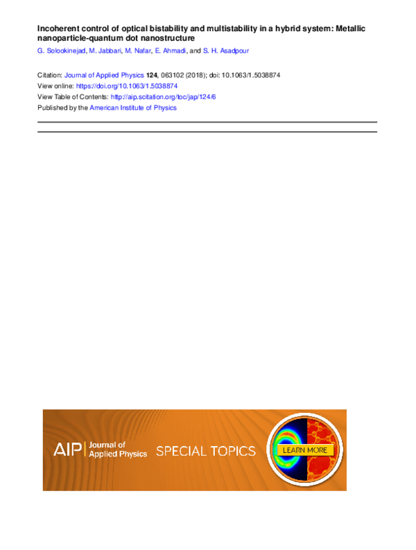 (PDF) Incoherent control of optical bistability and multistability in a ...