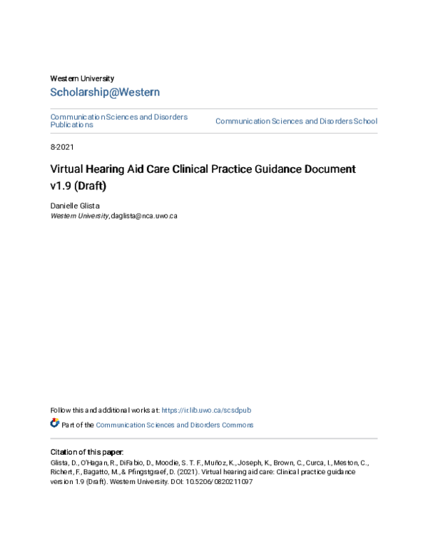 (PDF) Virtual Hearing Aid Care – Clinical Practice Guidance Document ...