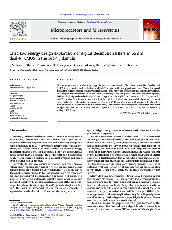 (PDF) Ultra low energy design exploration of digital decimation filters ...