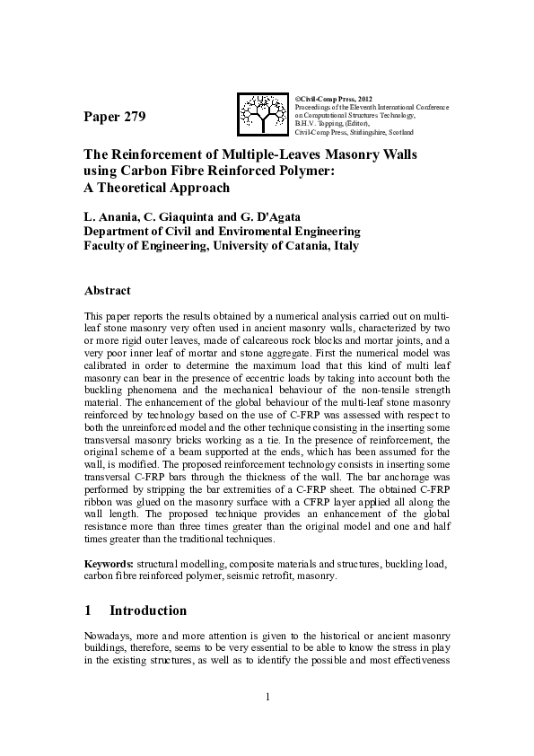 (PDF) The Reinforcement of Multiple-Leaves Masonry Walls using Carbon ...