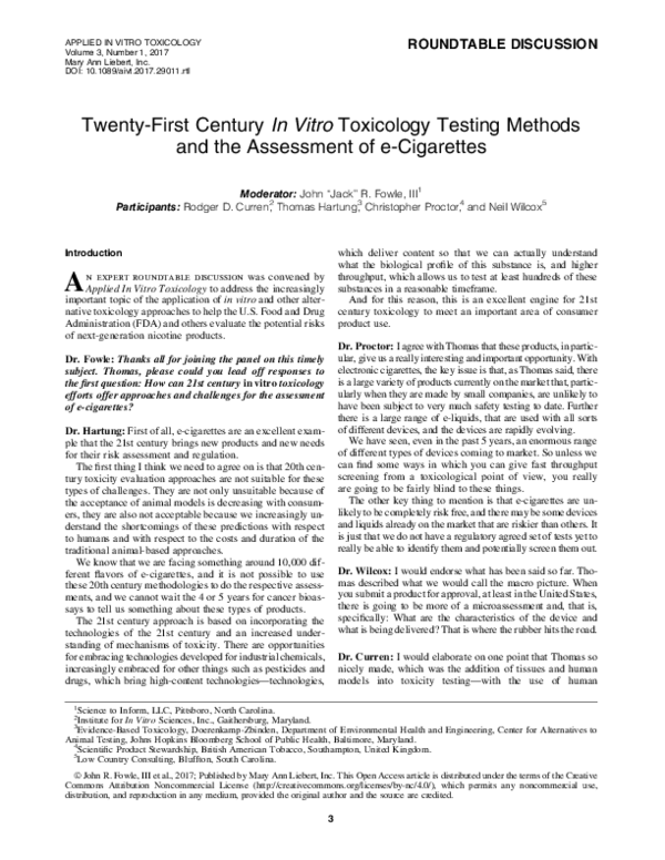 (PDF) Twenty-First Century In Vitro Toxicology Testing Methods and the ...