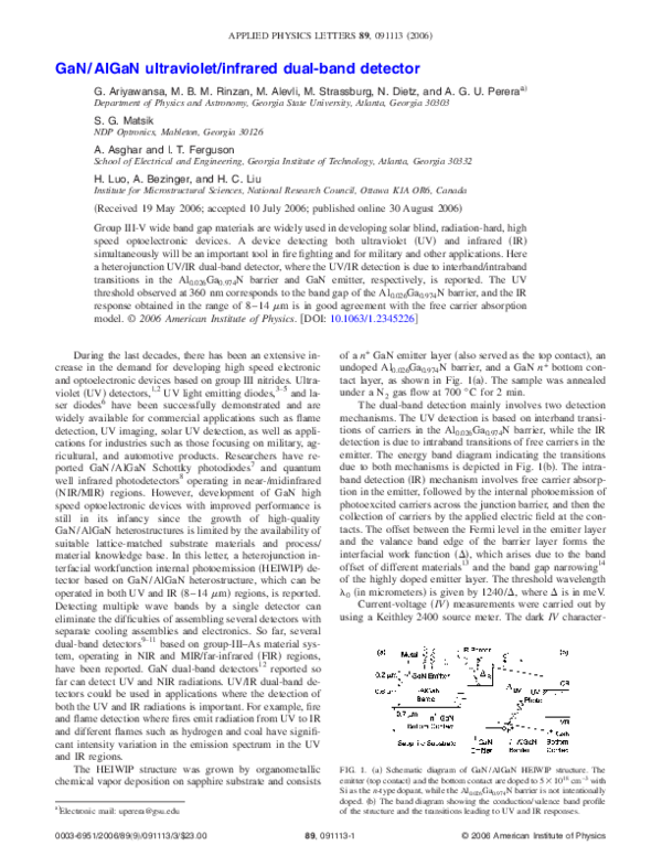 (PDF) GaN∕AlGaN ultraviolet/infrared dual-band detector