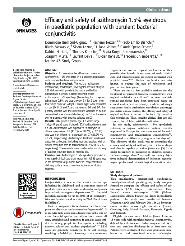 (PDF) Efficacy and Safety of Azithromycin 1.5% Eye Drops for Purulent ...
