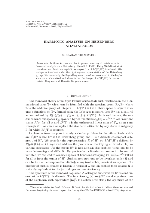 (PDF) Harmonic analysis on Heisenberg nilmanifolds