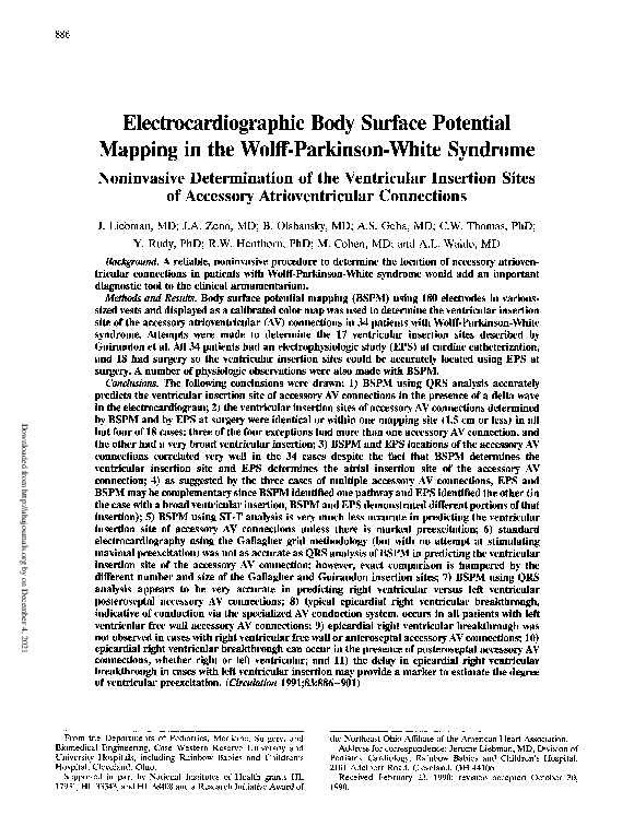 (PDF) Electrocardiographic body surface potential mapping in the Wolff ...