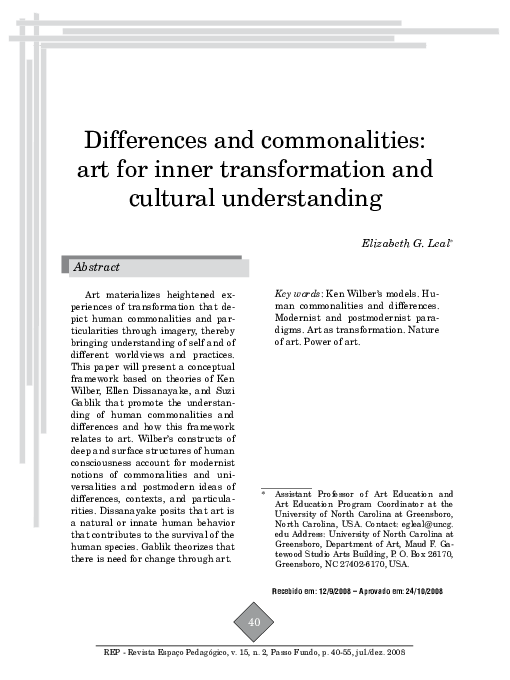 (PDF) Differences and commonalities: art for inner transformation and ...