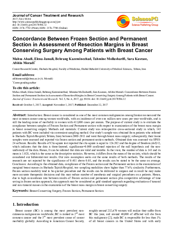 (PDF) Concordance Between Frozen Section and Permanent Section in ...