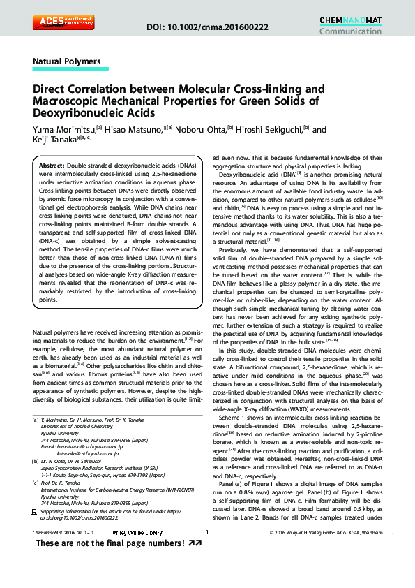 (PDF) Direct Correlation between Molecular Cross-linking and Macroscopic Mechanical Properties ...
