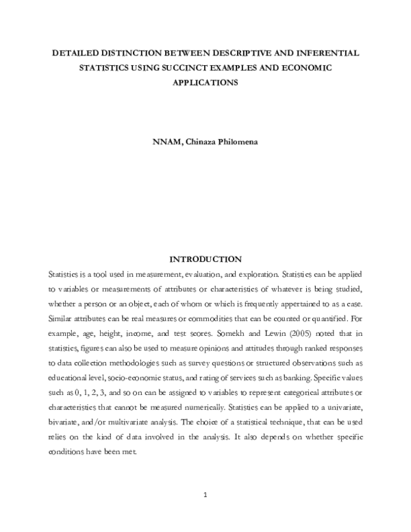(PDF) DETAILED DISTINCTION BETWEEN DESCRIPTIVE AND INFERENTIAL ...