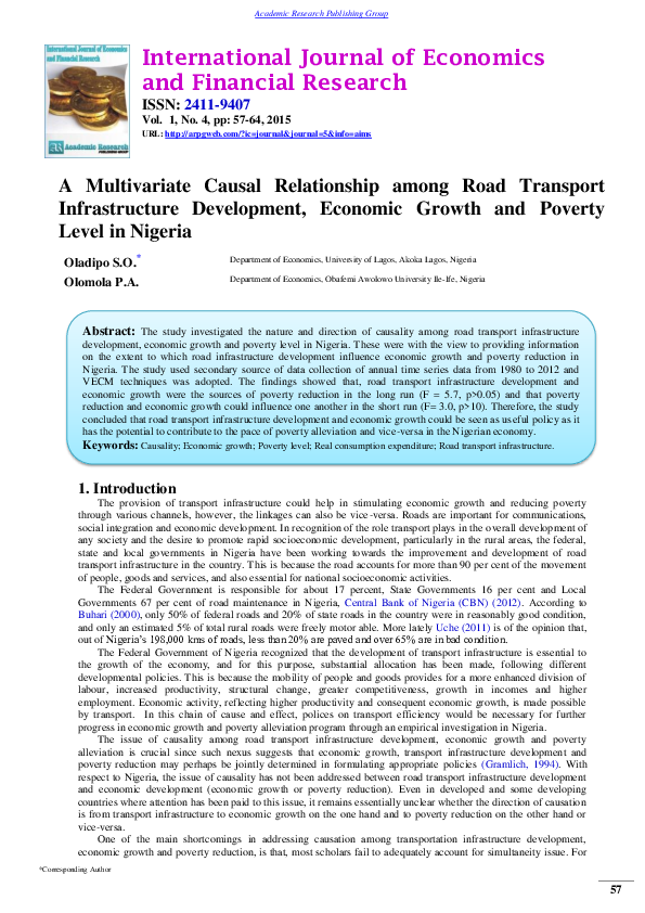 (PDF) A Multivariate Causal Relationship among Road Transport ...
