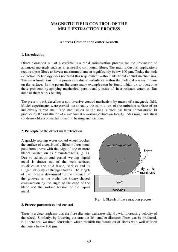 (PDF) Magnetic Field Control of the Melt Extraction Process