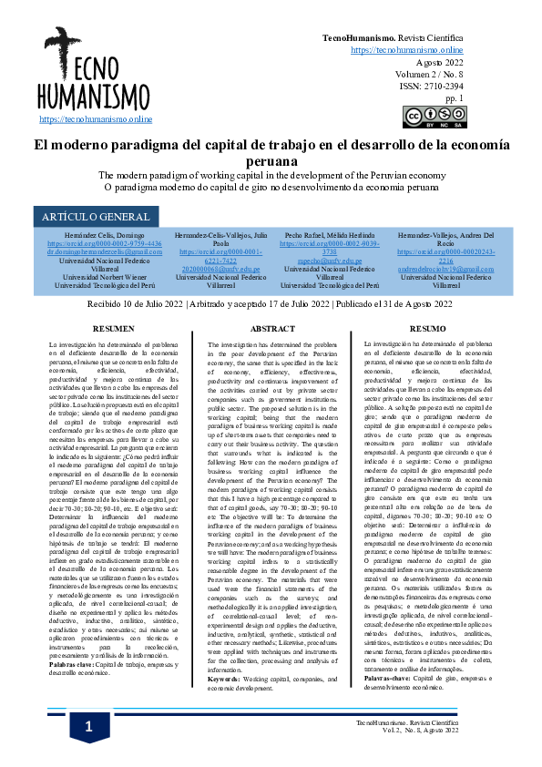 (PDF) Articulo publicado Capital de trabajo y economia