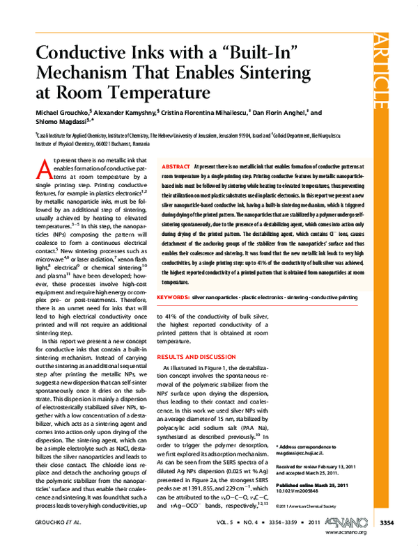(PDF) Conductive Inks with a “Built-In” Mechanism That Enables Sintering at Room Temperature