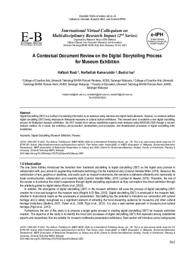 (PDF) A Contextual Document Review on the Digital Storytelling Process ...