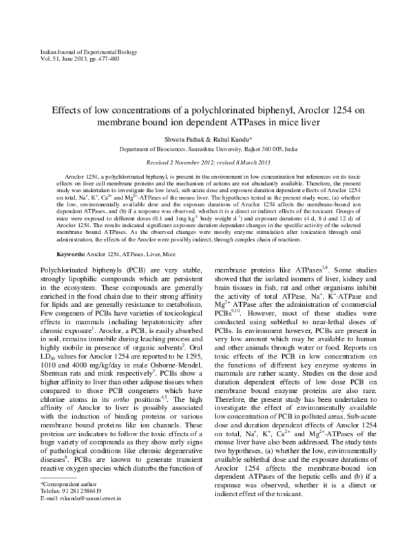 (PDF) Effects of low concentrations of a polychlorinated biphenyl ...