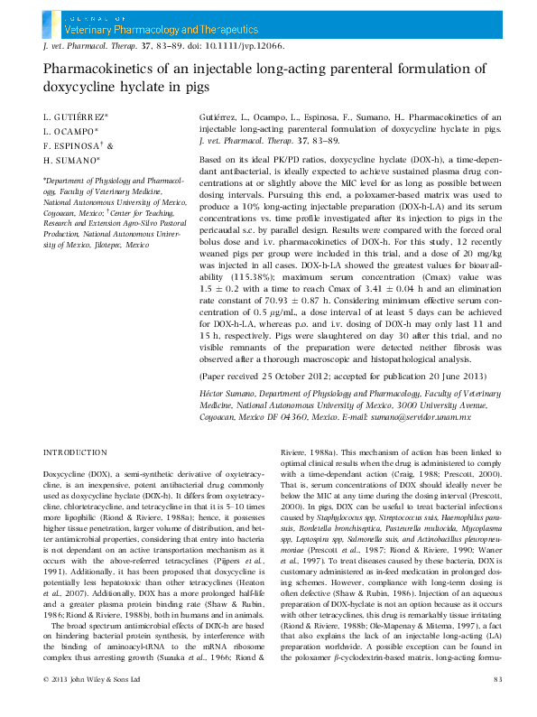 (PDF) Pharmacokinetics of an injectable long-acting parenteral ...