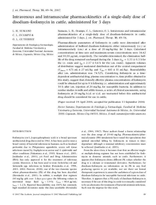(PDF) Intravenous and intramuscular pharmacokinetics of a single-daily ...