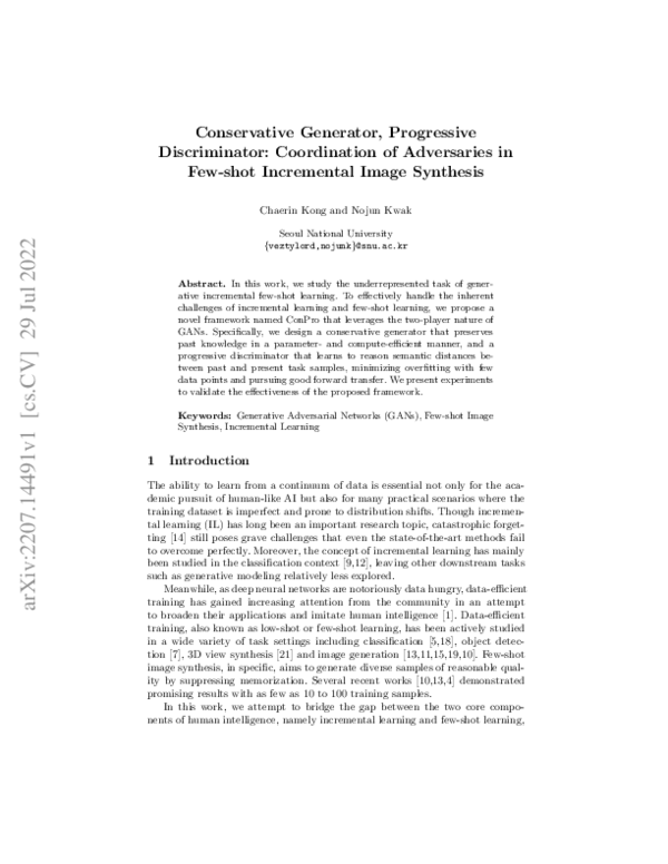 (PDF) Conservative Generator, Progressive Discriminator: Coordination of Adversaries in Few-shot ...