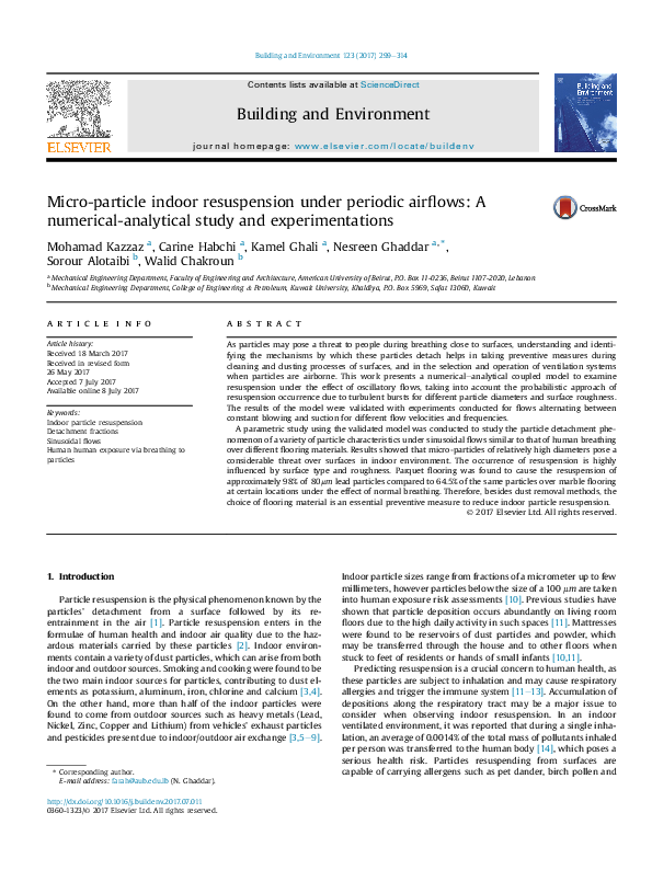 (PDF) Micro-particle indoor resuspension under periodic airflows: A ...