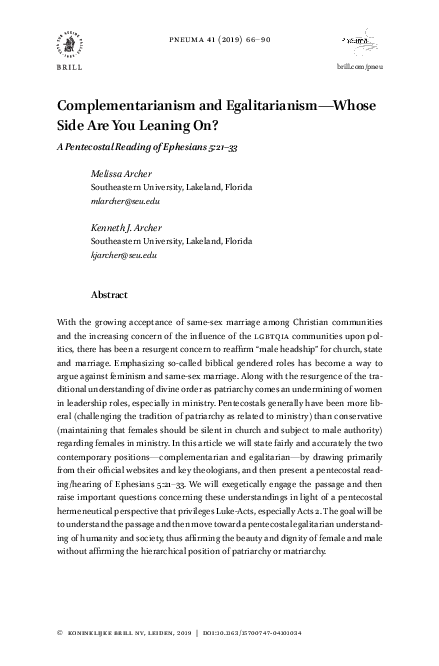 (PDF) Complementarianism and Egalitarianism-Whose Side Are You Leaning ...