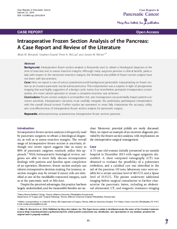 (PDF) Intraoperative Frozen Section Analysis of the Pancreas: A Case ...
