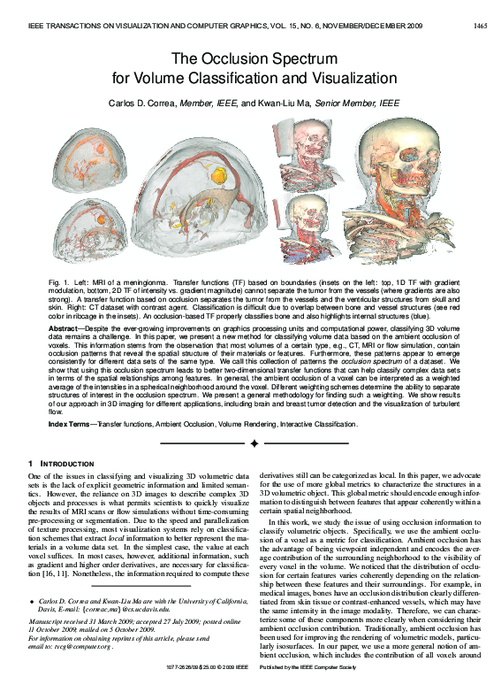 (PDF) The Occlusion Spectrum for Volume Classification and Visualization