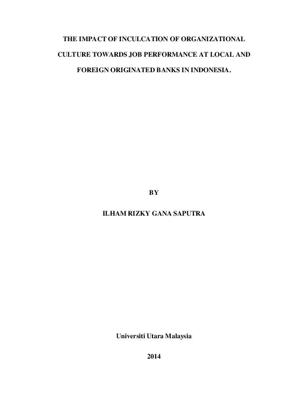 (PDF) The impact of inculcation of Organizational Culture towards job ...
