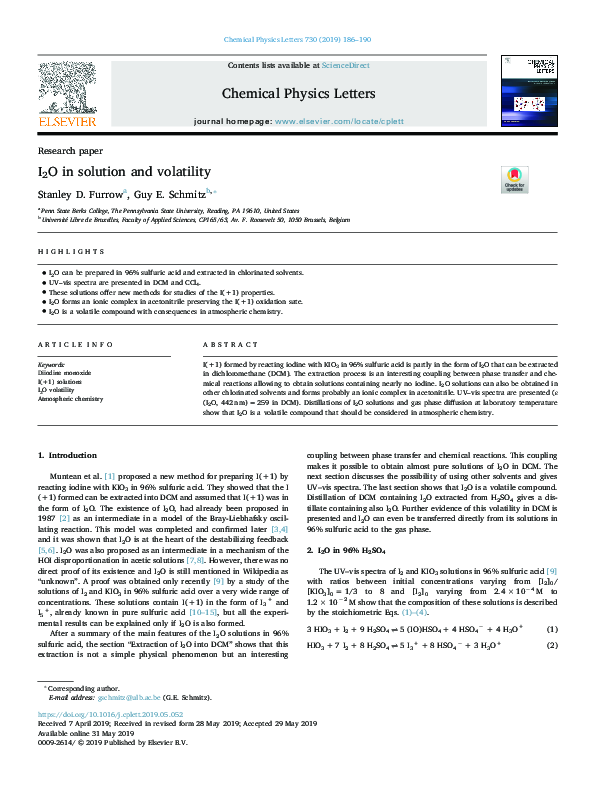 (PDF) I2O in Solution and Volatility