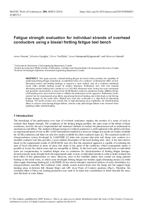 (PDF) Fatigue strength evaluation for individual strands of overhead ...