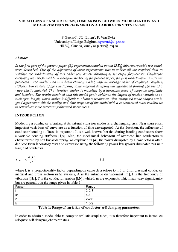 (DOC) Vibrations of a short span, comparison between modelization and ...