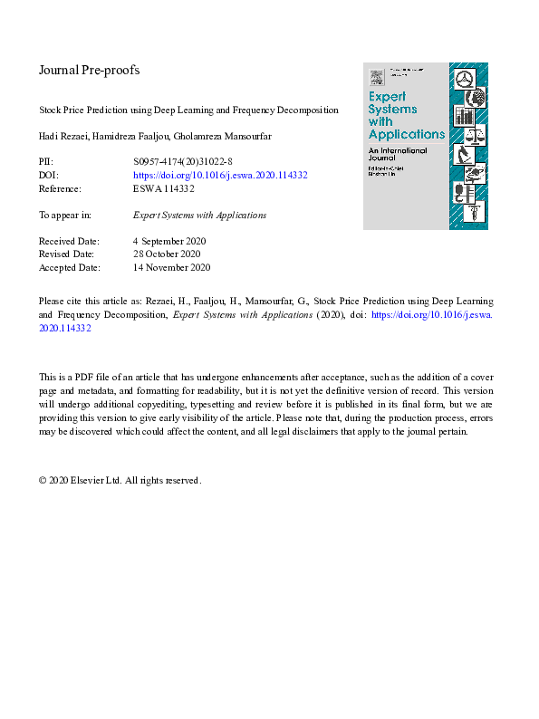 (PDF) Stock price prediction using deep learning and frequency ... (PDF) Stock price prediction using deep learning and frequency ...