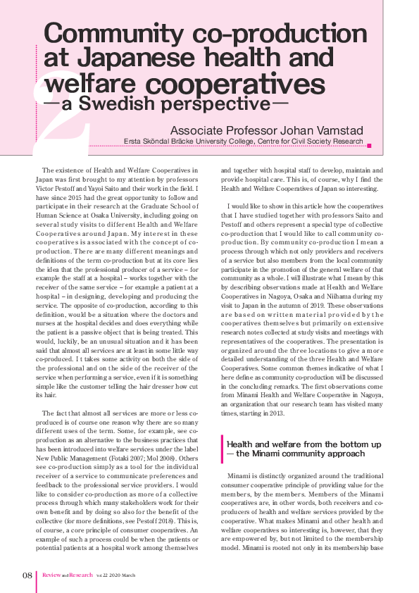 (PDF) Community co-production at Japanese health and welfare ...