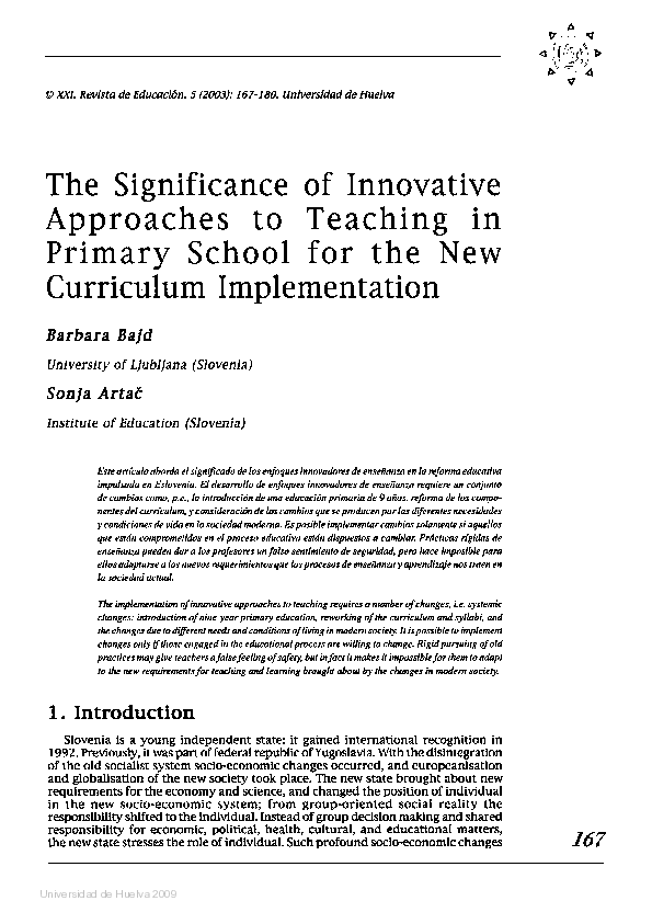 (PDF) The Significance of Innovative Approches to Teaching in Primary ...