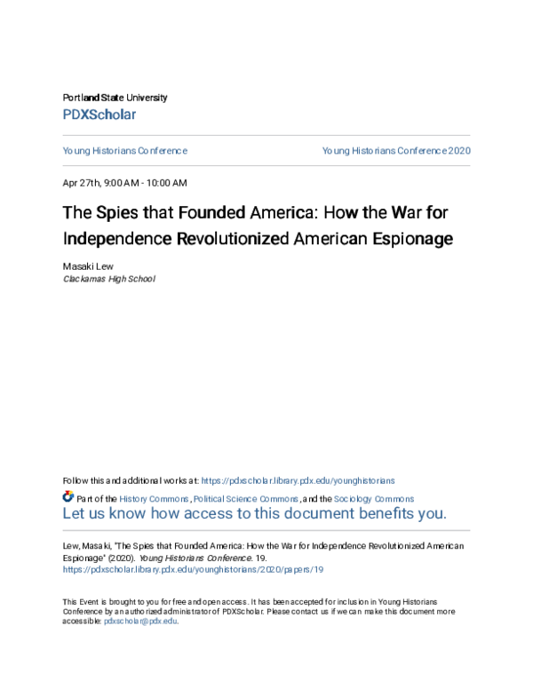 (PDF) The Spies that Founded America: How the War for Independence ...