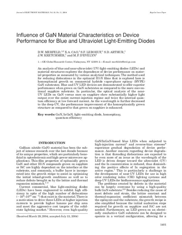 (PDF) Influence of GaN material characteristics on device performance ...