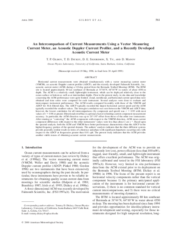 (PDF) An Intercomparison of Current Measurements Using a Vector ...