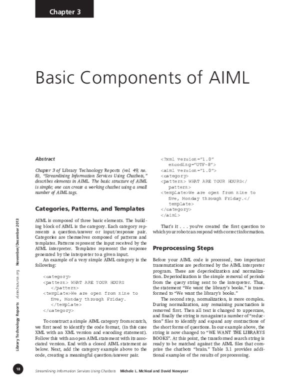 (PDF) Chapter 3: Basic Components of AIML
