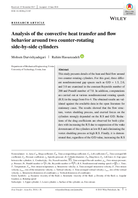 (PDF) Analysis of the convective heat transfer and flow behavior around ...
