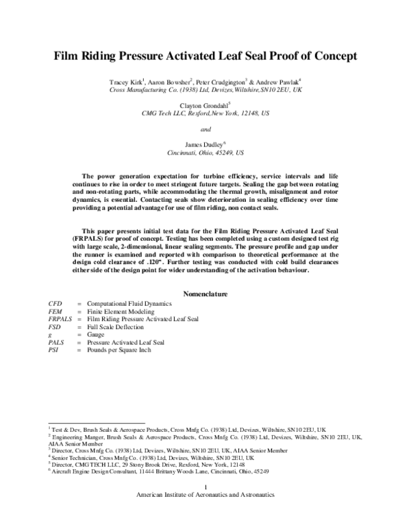 (PDF) Film Riding Pressure Activated Leaf Seal Proof of Concept