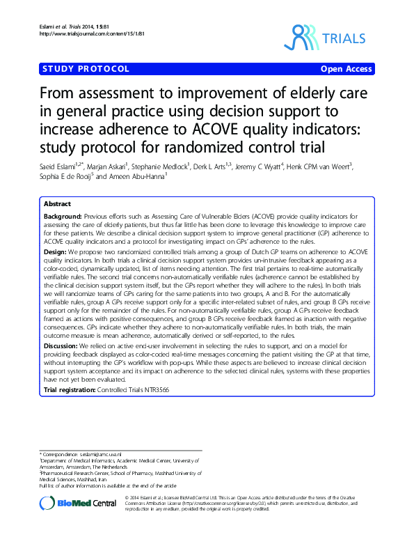 (PDF) From assessment to improvement of elderly care in general ...