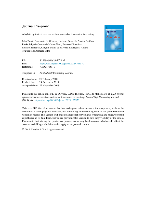 Pdf A Hybrid Optimized Error Correction System For Time Series Forecasting