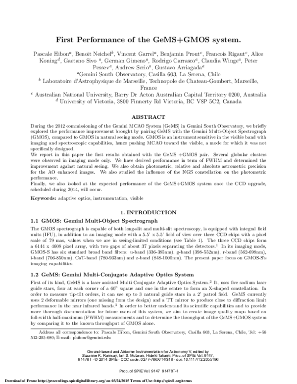(PDF) First performance of the GeMS+GMOS system