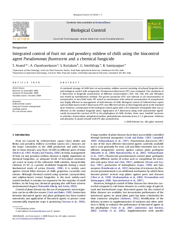 (PDF) Integrated control of fruit rot and powdery mildew of chilli ...