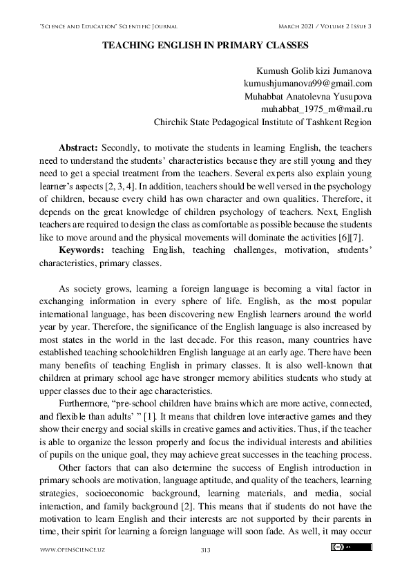 (PDF) Teaching English in Primary Classes