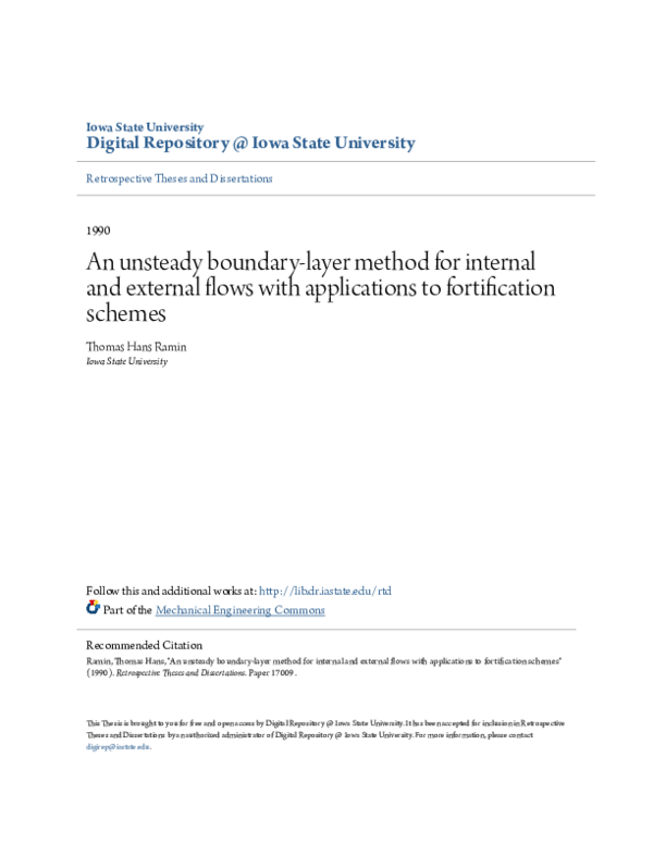 Pdf An Unsteady Boundary Layer Method For Internal And External Flows With Applications To