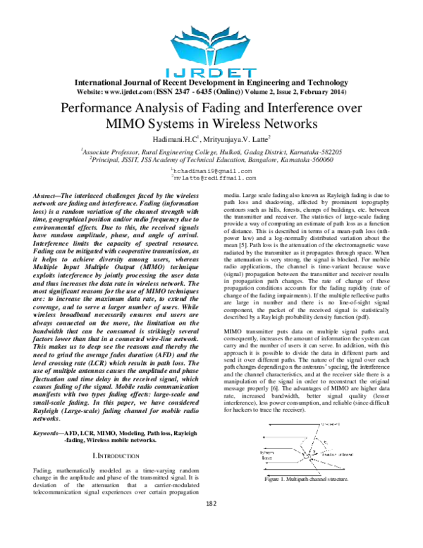 (PDF) Fading and Interference Analysis in MIMO Wireless Networks